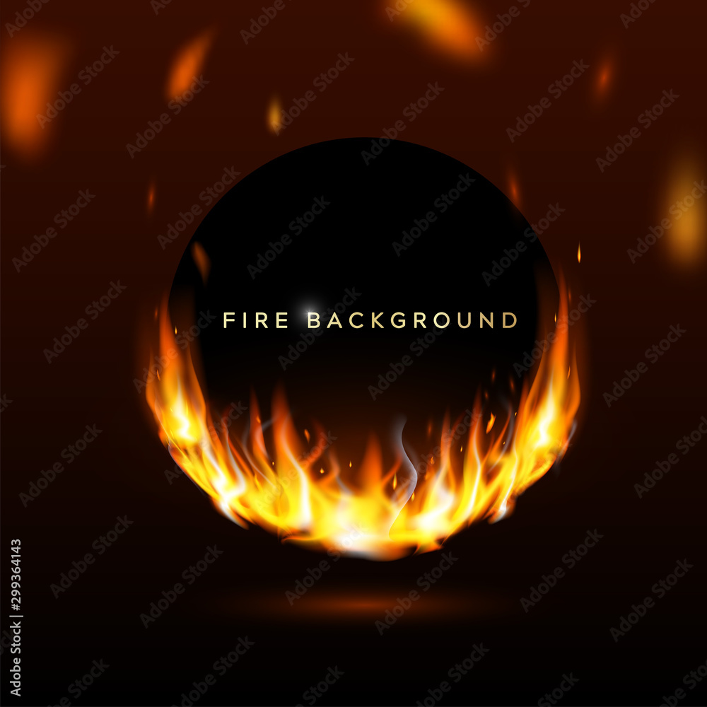 Abstract burning circle fire background Stock Vector | Adobe Stock