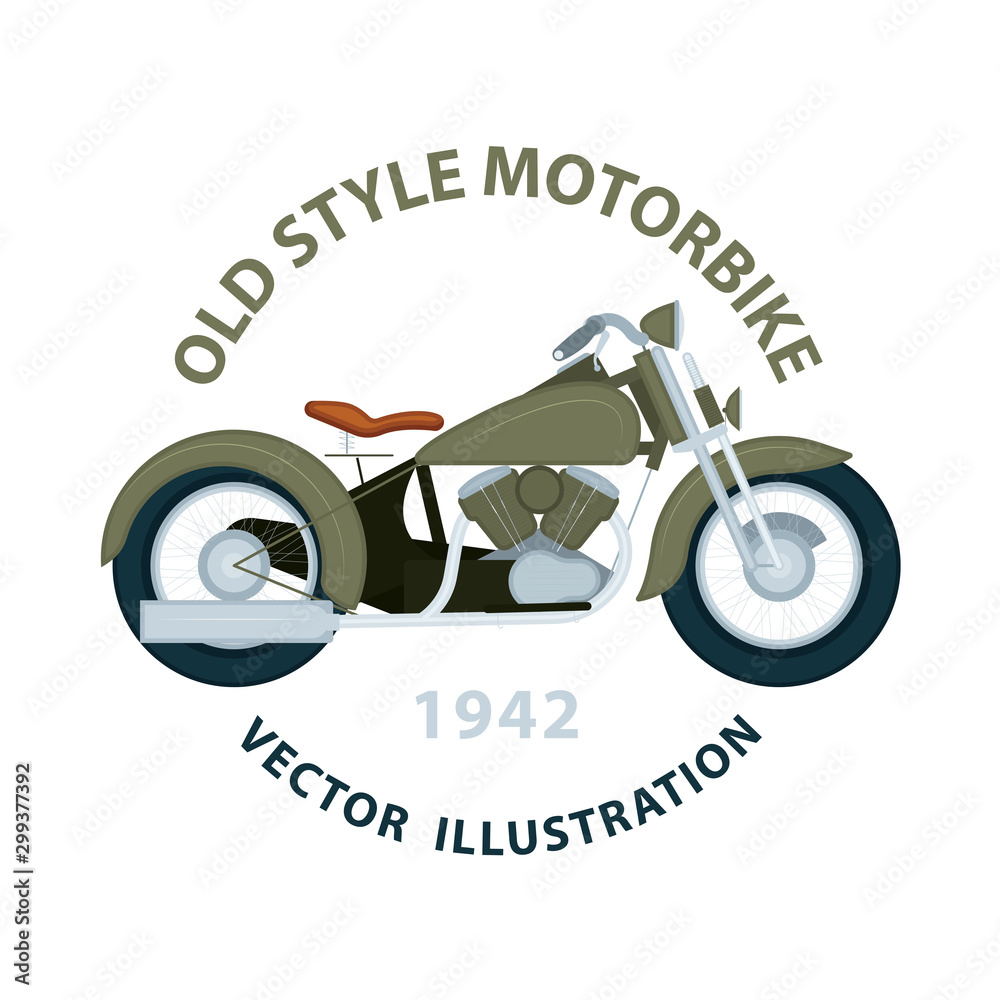 Vintage motorbike. Old style motorbike. Retro motorcycle. Hand drawn ...