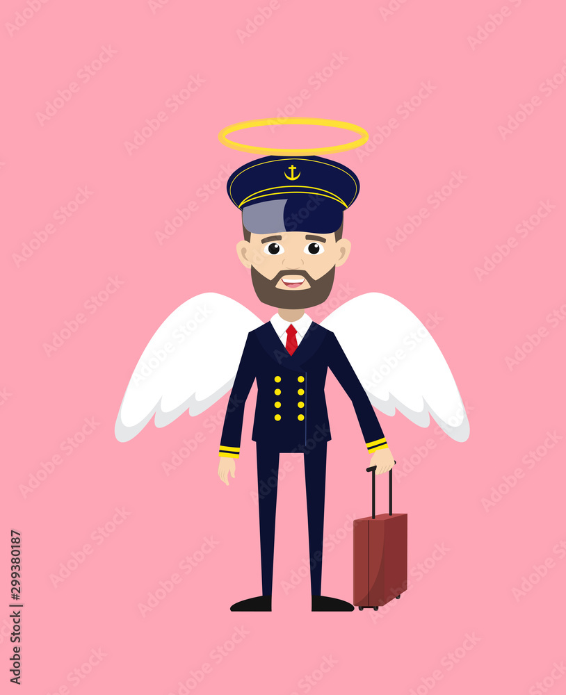 Ship Captain Pilot - in Angel Costume Stock Vector | Adobe Stock