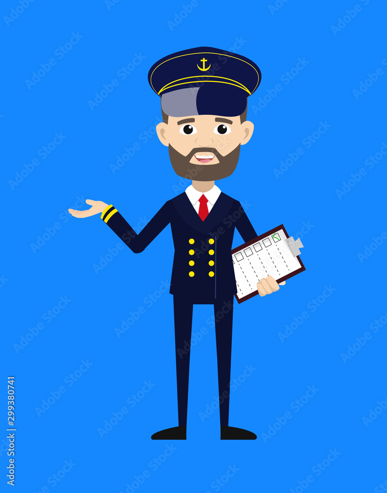 Ship Captain Pilot - Holding a Checklist and Showing with Hand Gesture ...