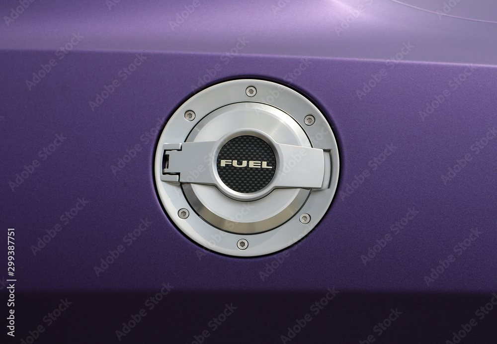 Fuel cap 0n tuning car. Metal lock and bolts Stock Photo | Adobe Stock