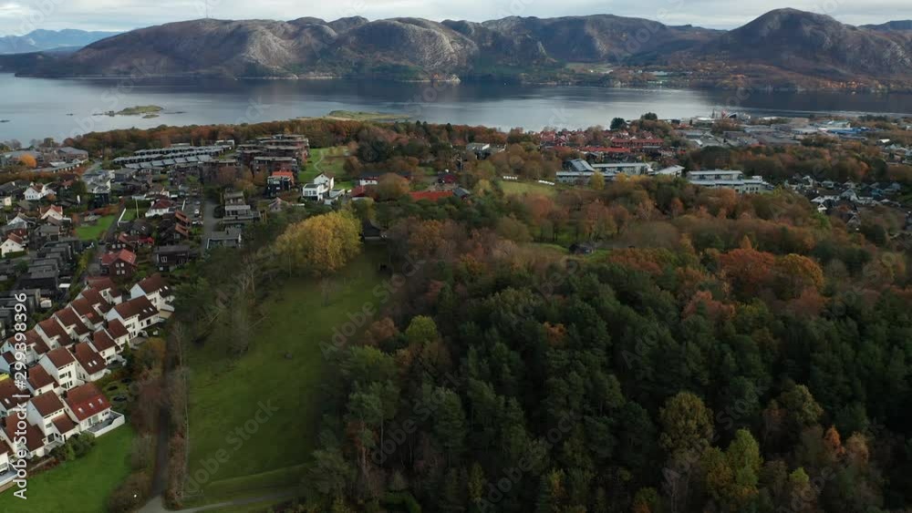 Orbit Aerial of Gausel, Stavanger Neighborhood Norway, Nature Reserve ...