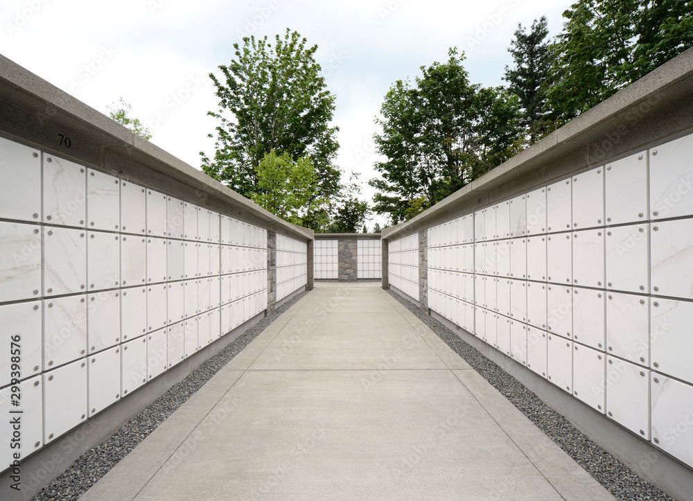 Emtpy veteran columbarium memorial wall at cemetery Stock Photo | Adobe ...