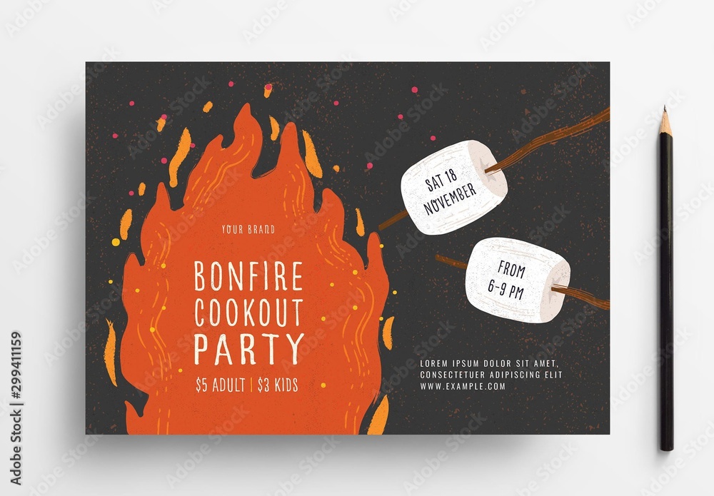 Bonfire Night Camp Cookout Flyer Layout Stock Template | Adobe Stock