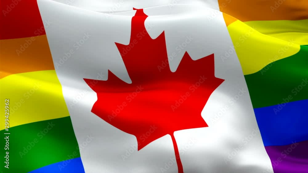Canada LGBT Rainbow waving flag 6 Stripes. Pride 3d Gay flag waving ...