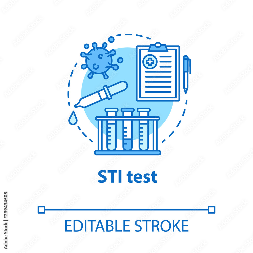 STI test concept icon. Safe sex. HIV, hepatitis prevention ...