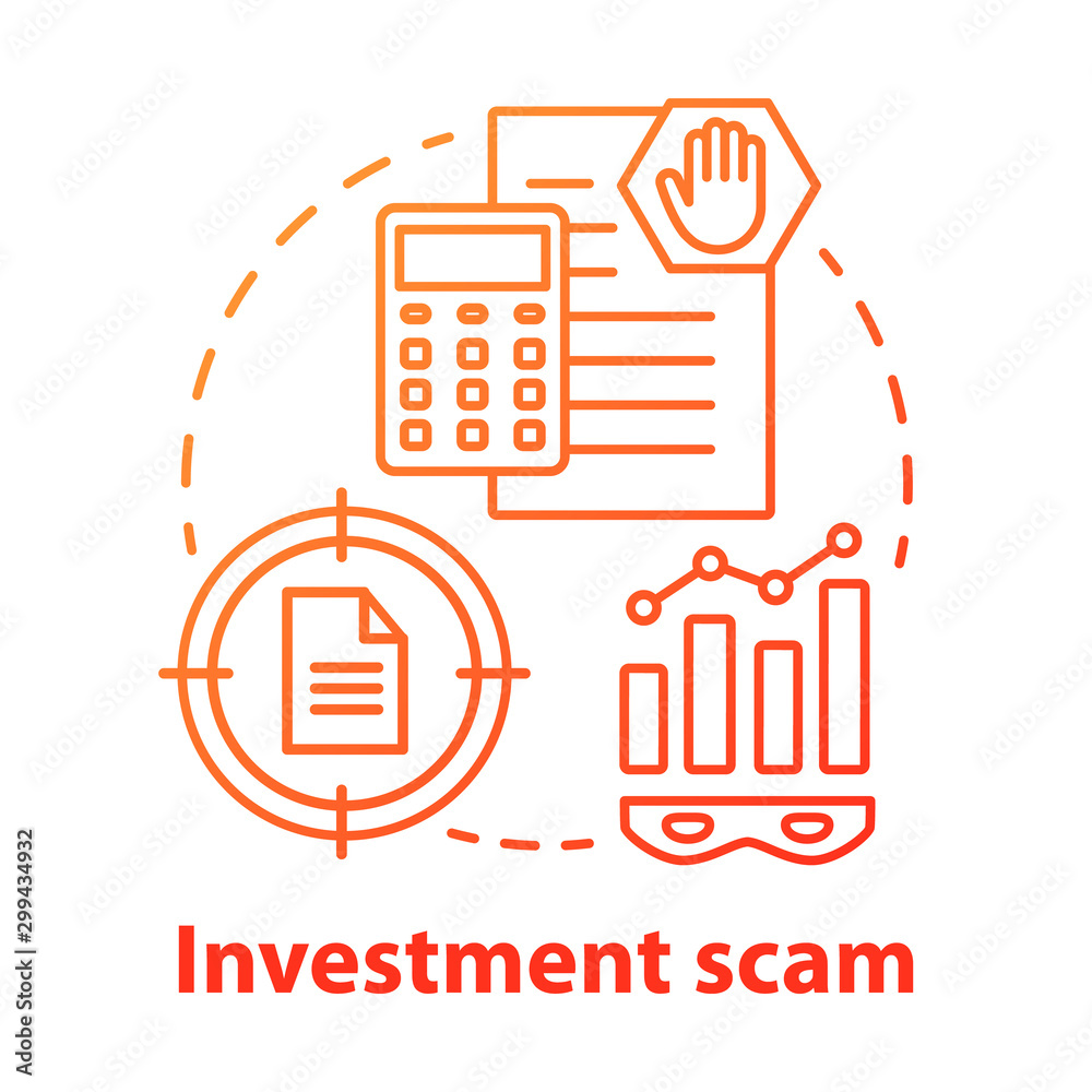 Investment scam concept icon. Illegal business. Financial analytics of ...