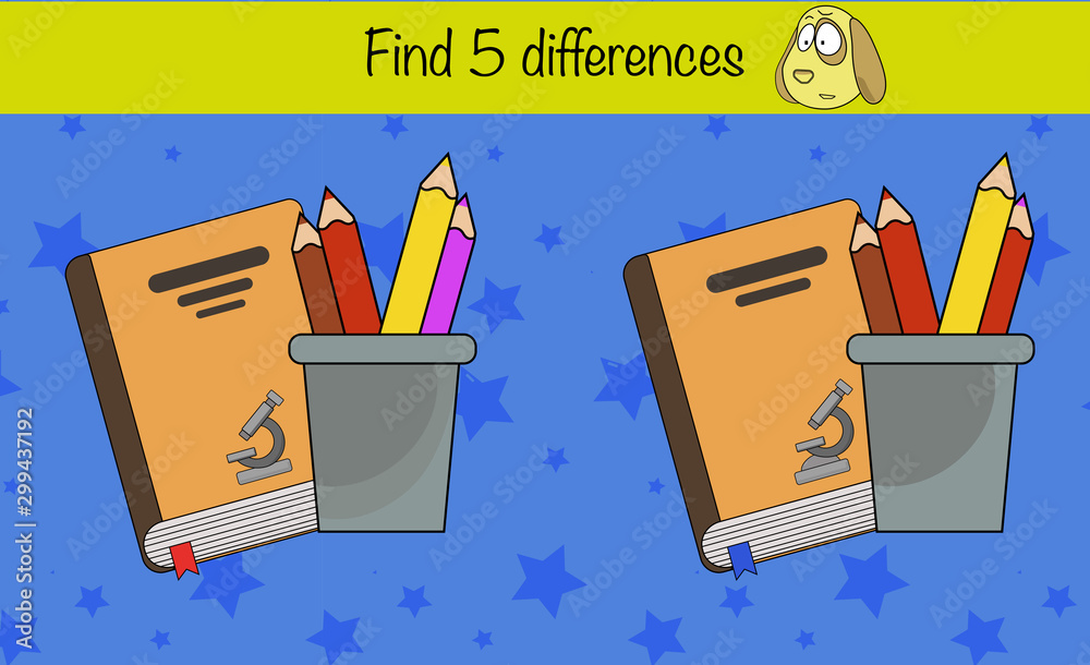 Find 5 differences. Children education game, iq test, brain training ...