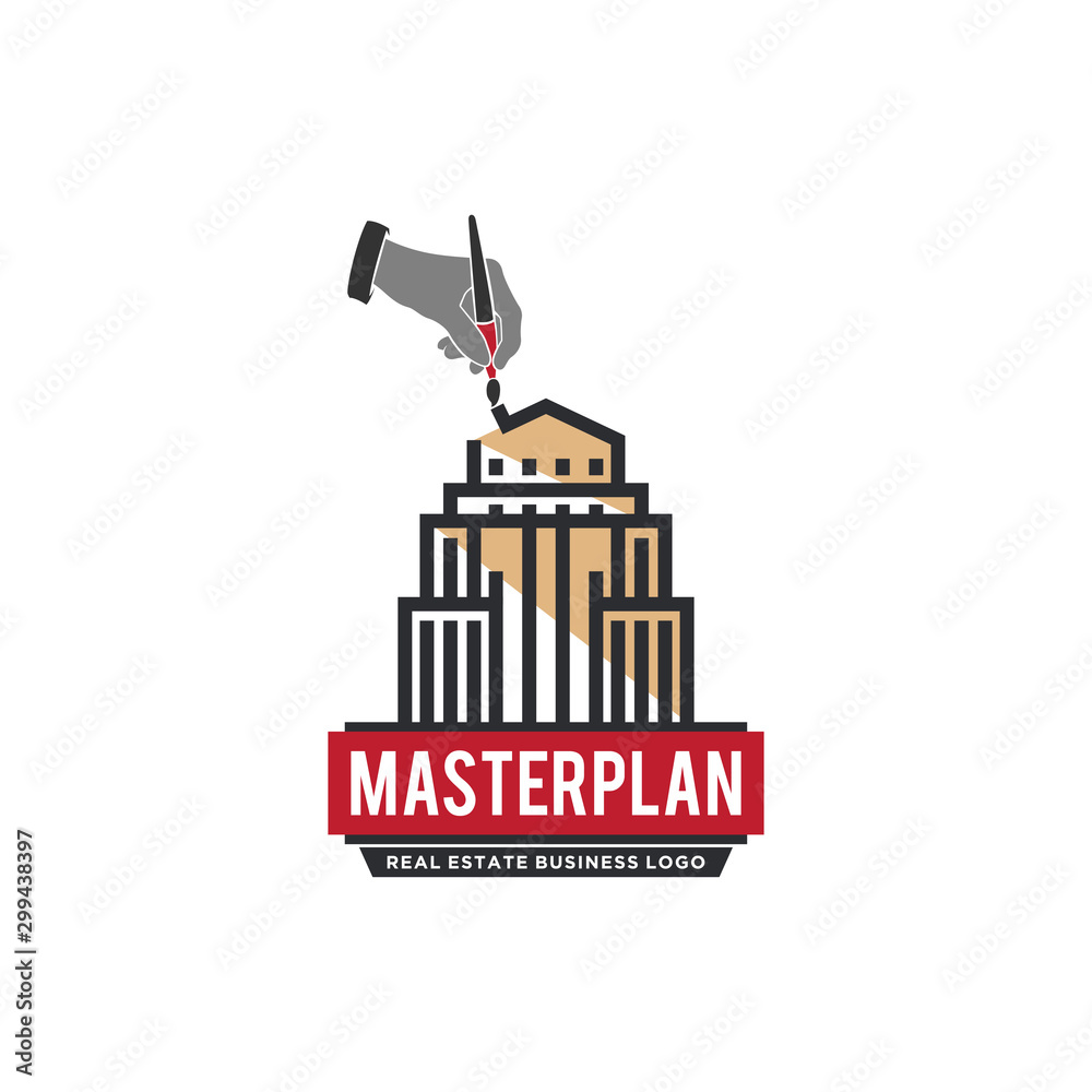 Masterplan architect logo design modern building sketch Stock Vector ...