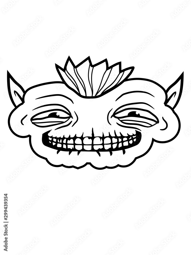 kobold troll kopf halloween monster gesicht horror gruselig böse zähne ...