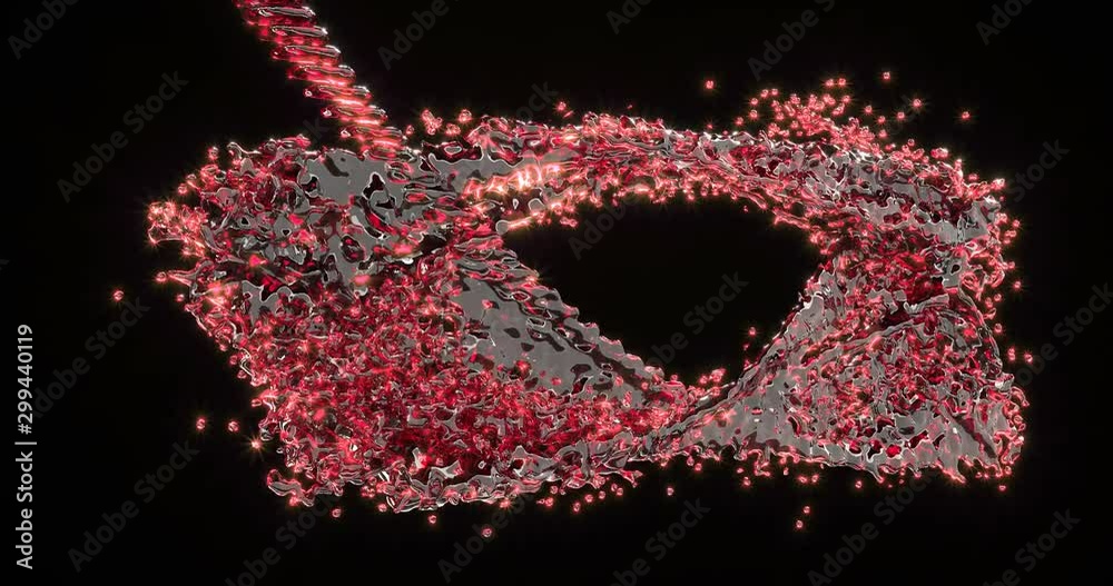 Liquid vortex 3d animation. Red wine chain shape swirl realistic ...