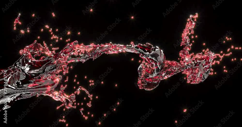 Red wine splash 3d animation. Sparkling fluid flow with swirls and ...