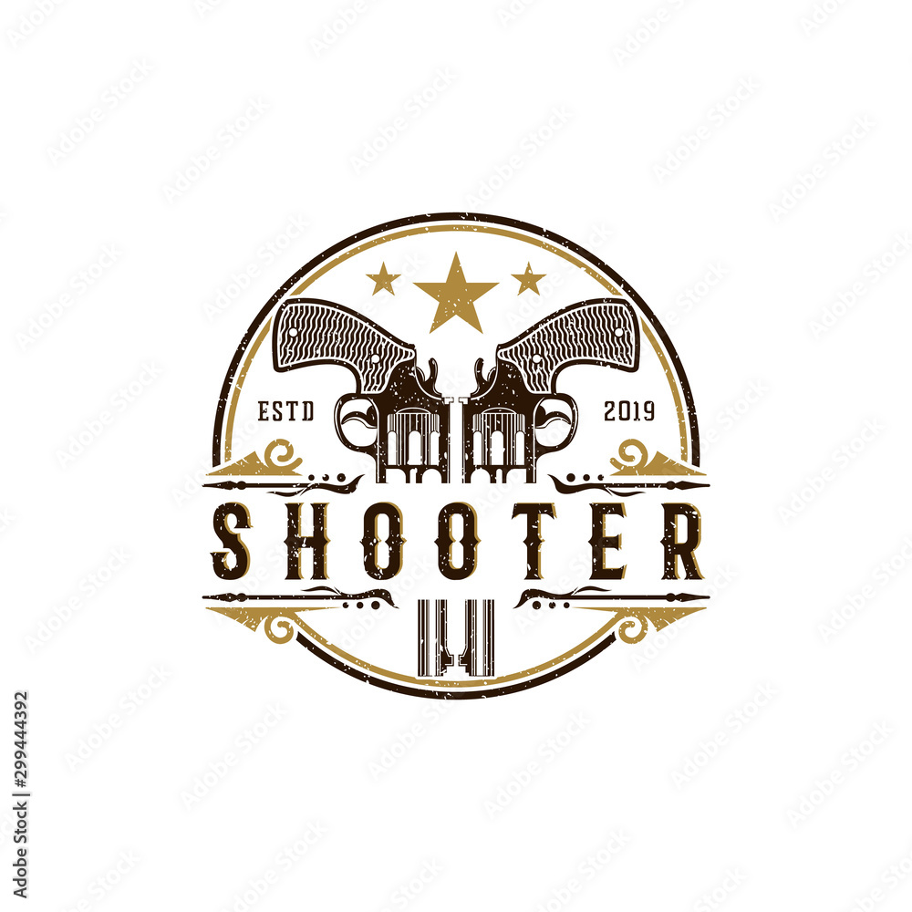 Shooter logo design on vintage. Gun logo design for shooter club on ...