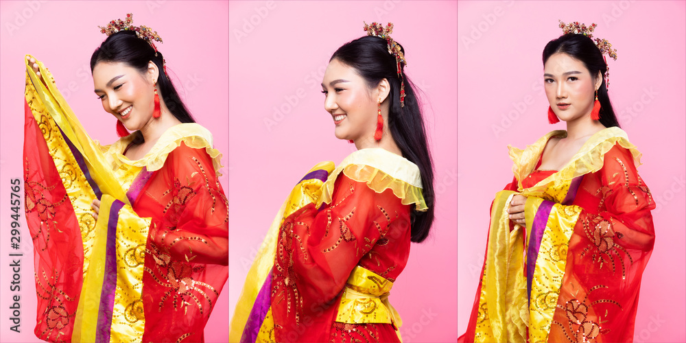 Red Gold lace of Chinese Traditional Costume Opera or South East Asia ...