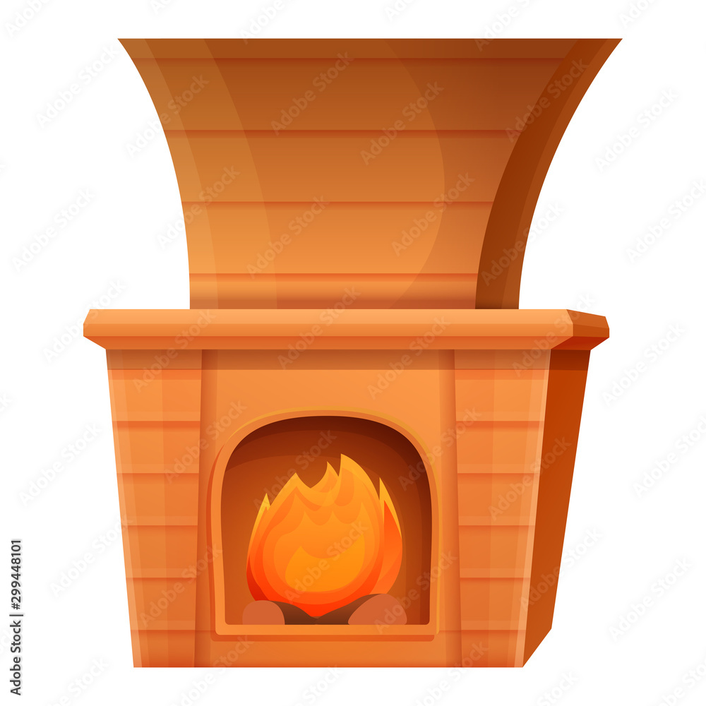 cartoon fireplace with burning fire, vector illustration Stock Vector ...