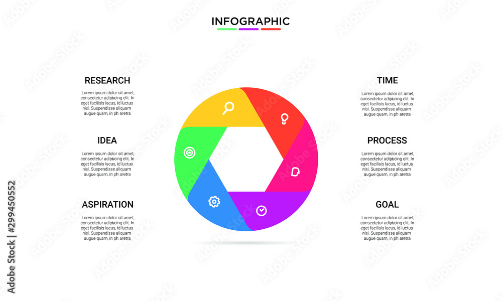set hexagon color Infographic stack chart design with icons and options ...
