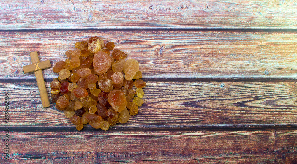 Arabic gum manna natural mana resin crystal, senegal acacia on table ...