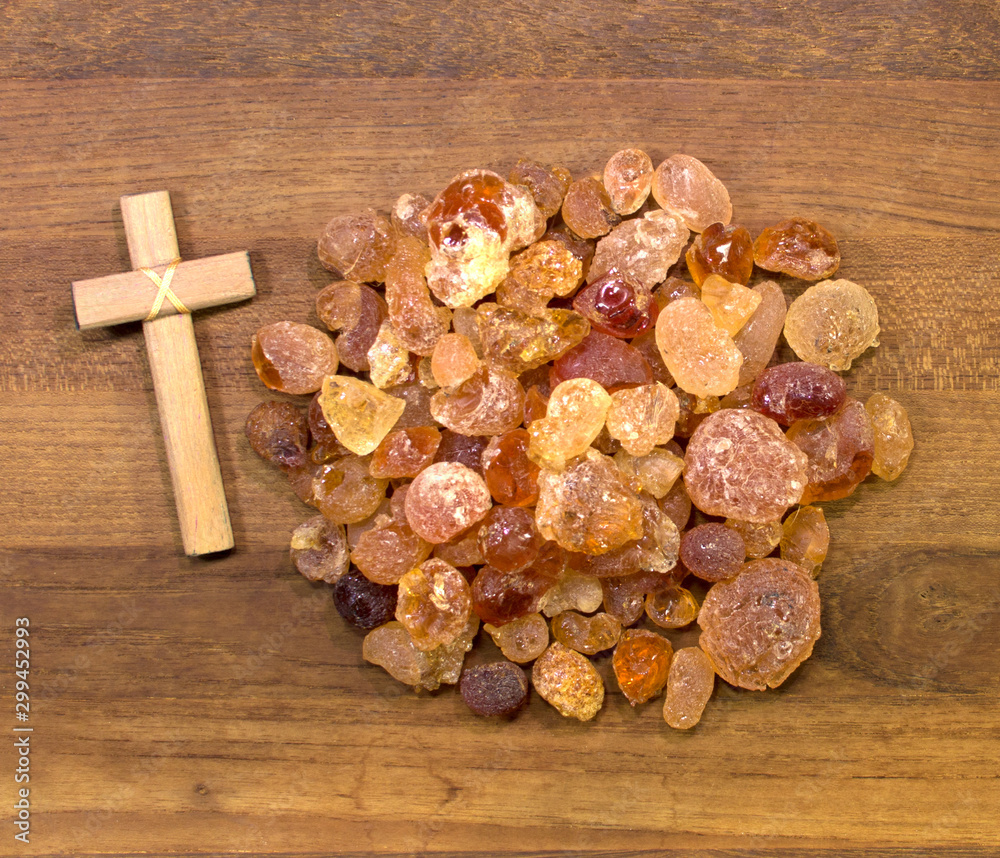 Arabic gum manna natural mana resin crystal, senegal acacia on table ...