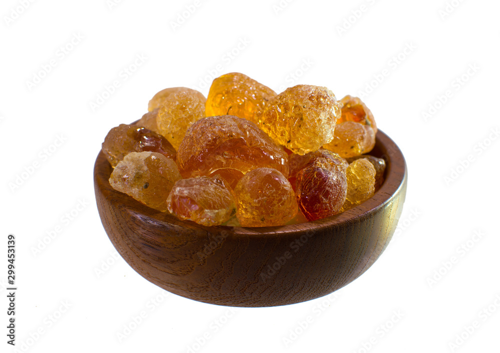 Arabic gum manna natural mana resin crystal, senegal acacia on table ...