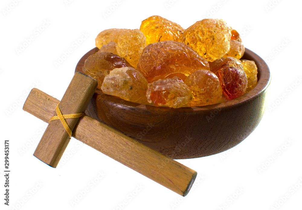 Arabic gum manna natural mana resin crystal, senegal acacia on table ...