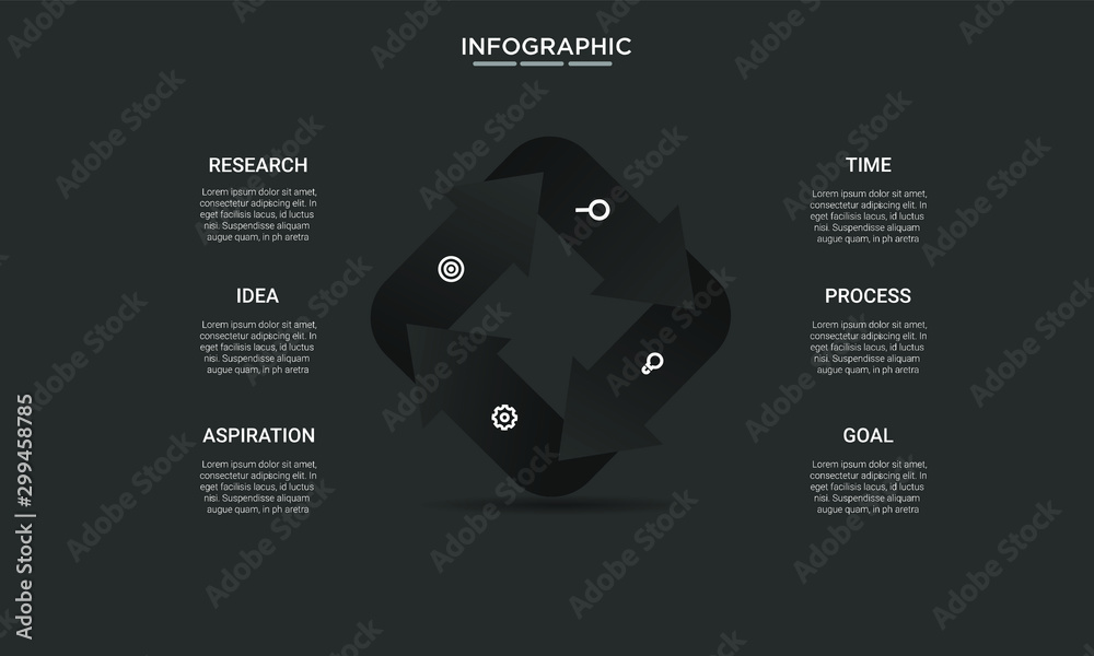 square black Infographic stack chart design with icons and options or ...