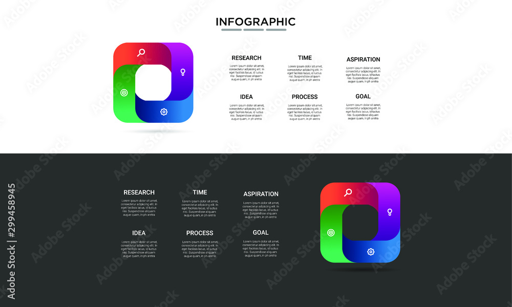 square colorful Infographic stack chart design with icons and options ...