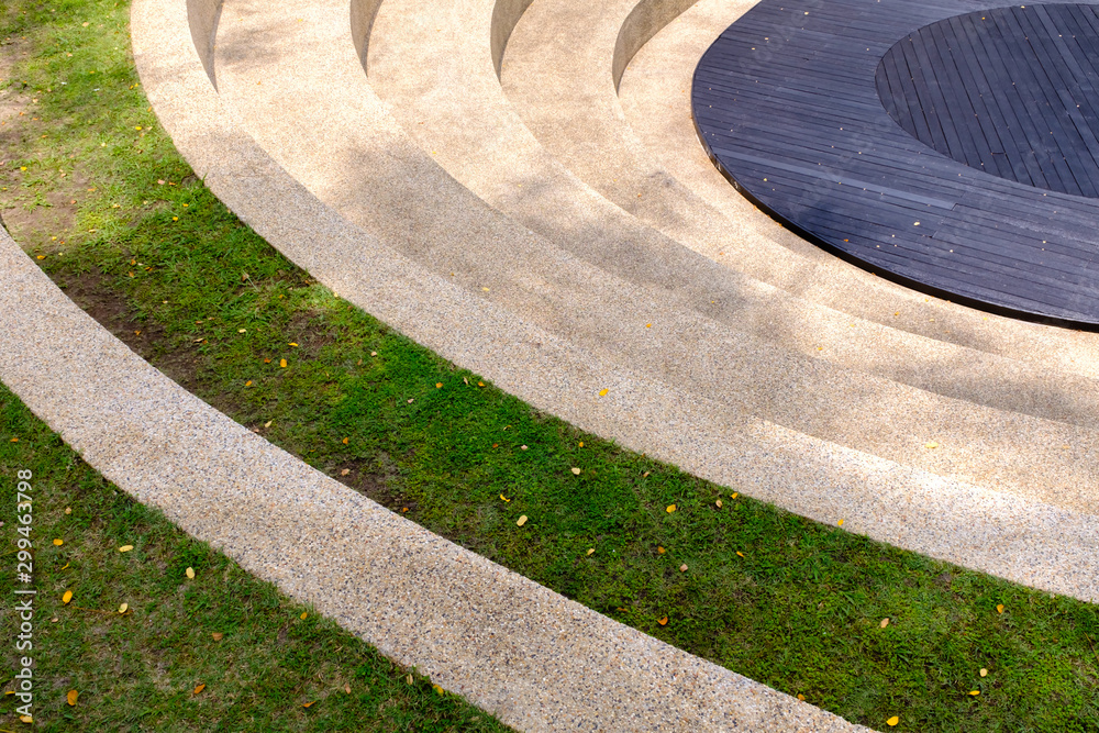 the steps of the outdoor grass seating in park view Stock Photo | Adobe ...