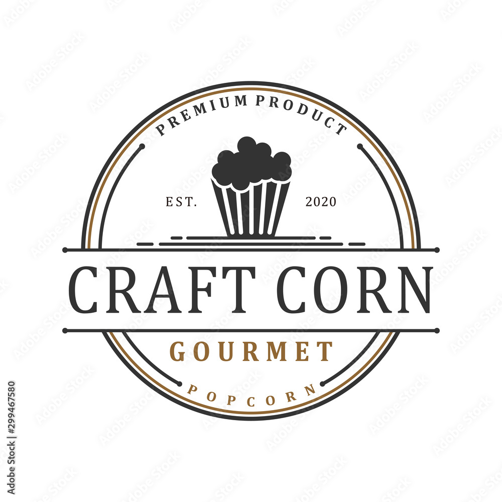 Pop corn product label food drink, maize food. Stock Vector | Adobe Stock