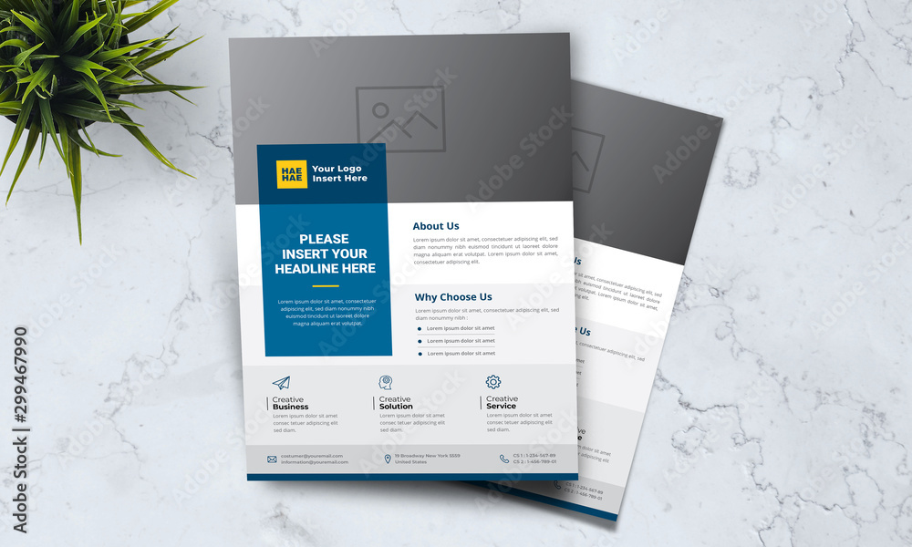 A4 minimalist modern elegant business template flayer vol 48 with blue ...