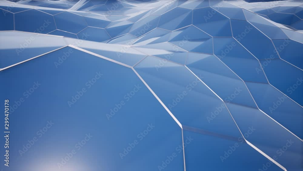 Hexagonal shapes blue surface motion seamless animation. Cyberspace ...
