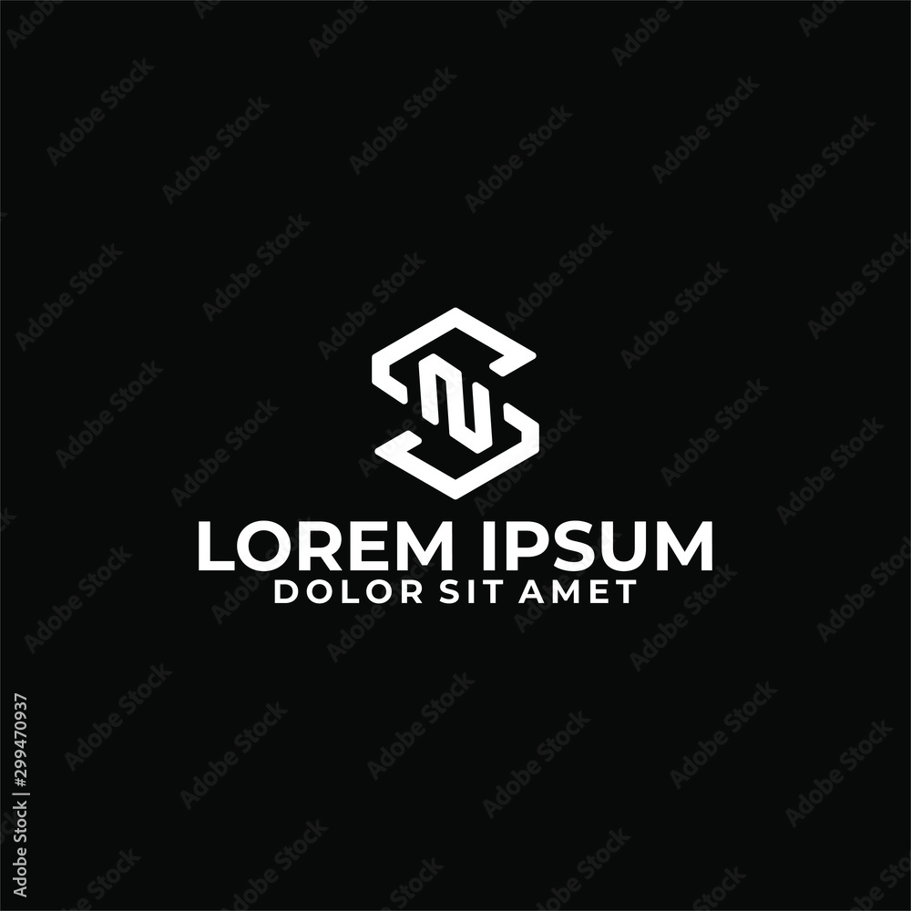 Initial letter NS or SN logo template with modern geometric and 3d cube ...