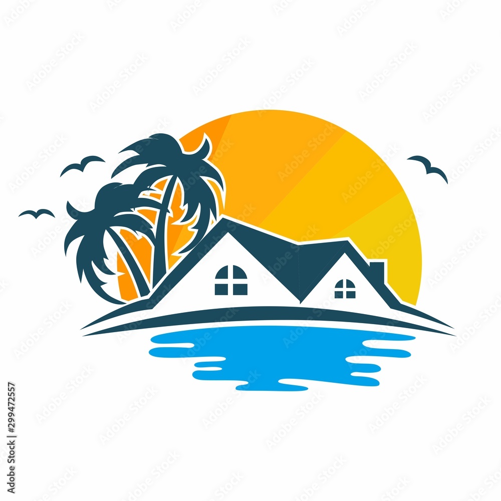 house on the beach Stock Vector | Adobe Stock