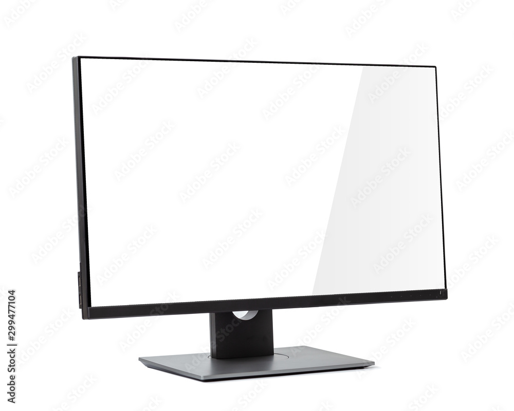Computer monitor white screen, isolated on white background. Stock ...