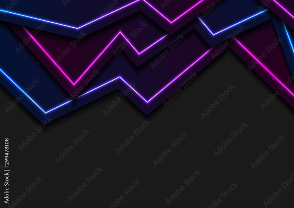 Corporate technology abstract background with blue purple neon glowing ...