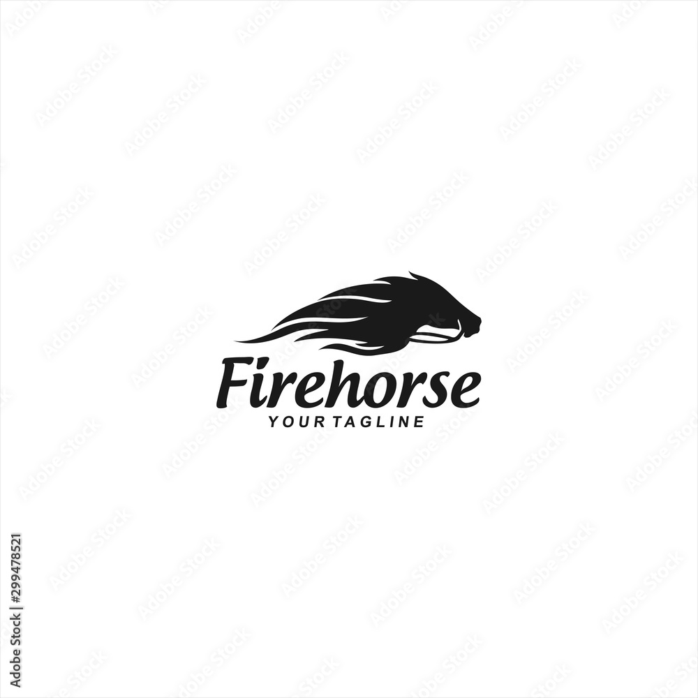 Fire Horse logo template black and white Stock Vector | Adobe Stock