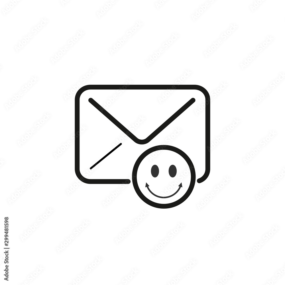 Smiling email icon. Quick and easy messenger with emoji. Envelope ...