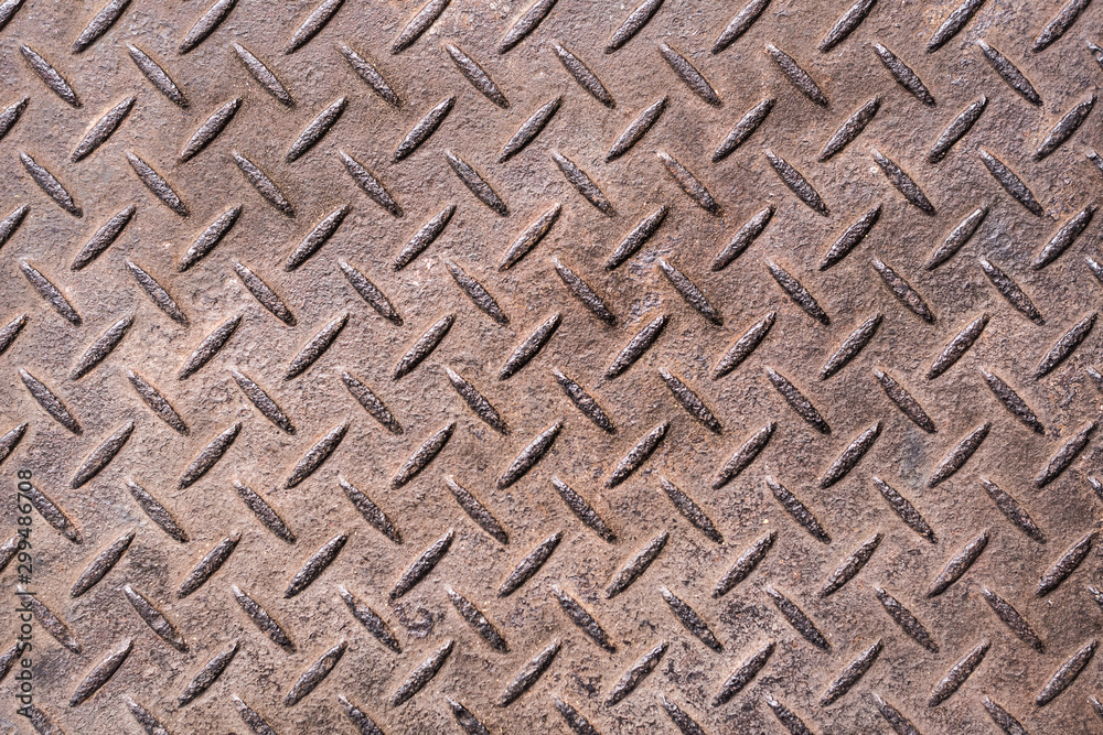 Worn Diamond Plate background, worn rusted patina, industrial work ...