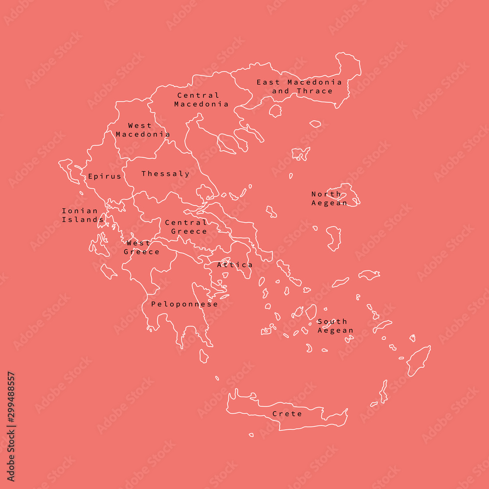 Vector outline administrative division map of Greece. Vector map. Stock ... Vector outline administrative division map of Greece. Vector map. Stock ...