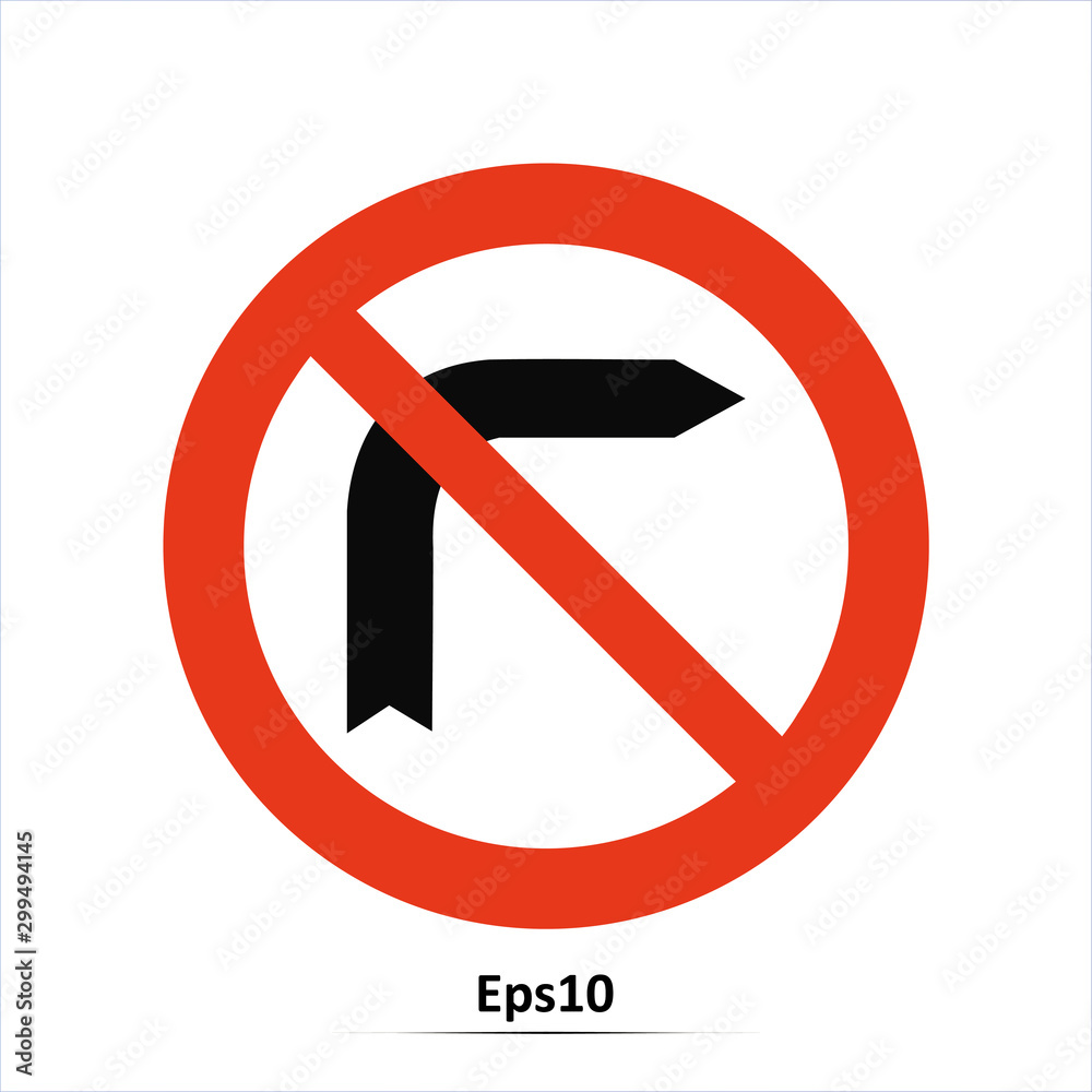 Traffic sign no right turn. Vector Illustration. Red prohibition sign ...