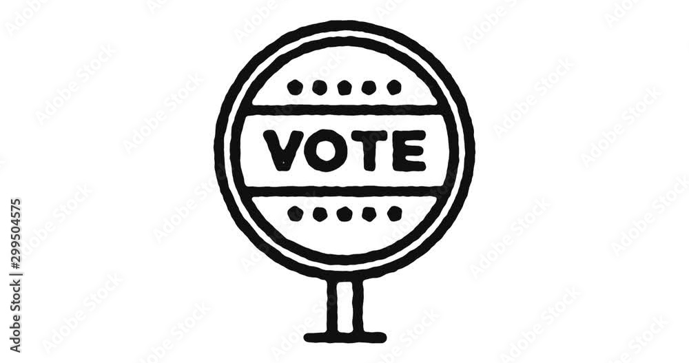 Voting outline icon animation footage/video. Hand drawn like symbol ...