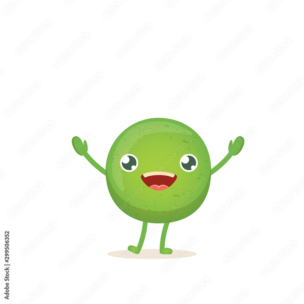 cartoon happy tiny baby pea character isolated on white background ...