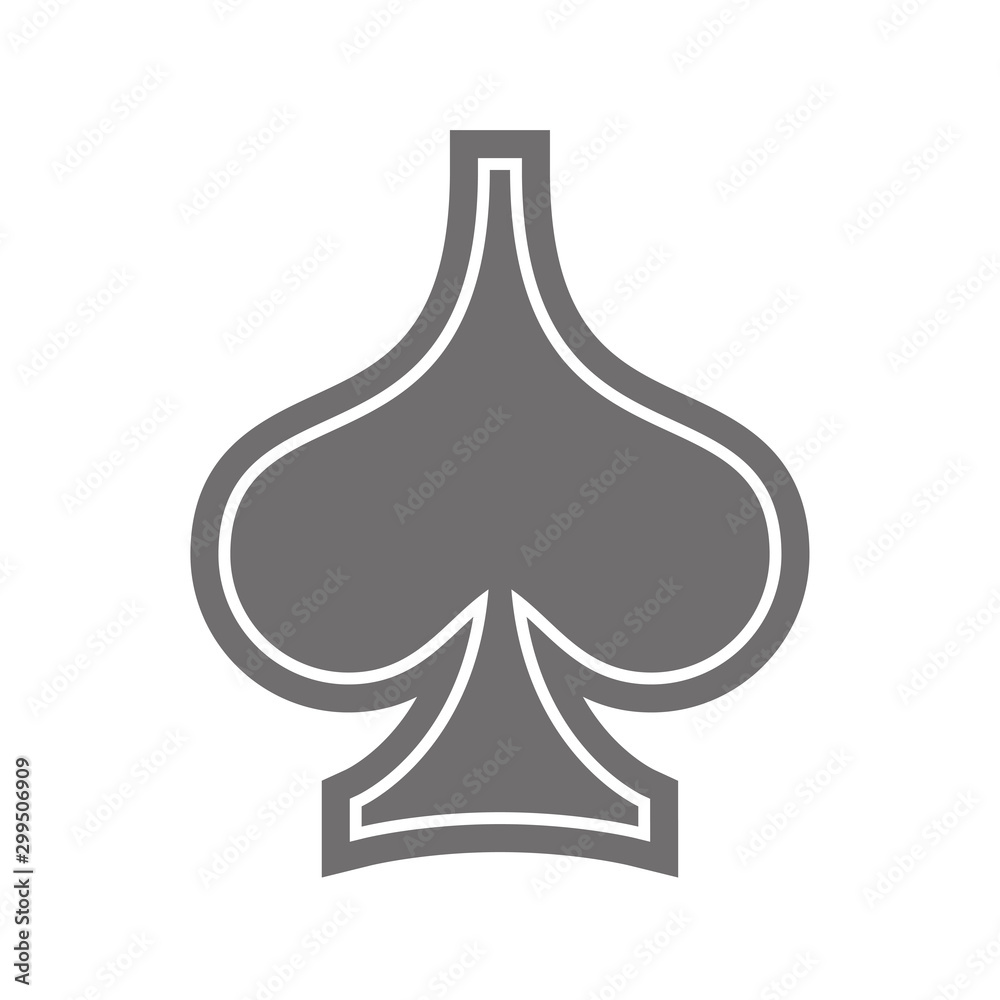 Poker playing card suit Spades outline shape single icon. Spades suit ...