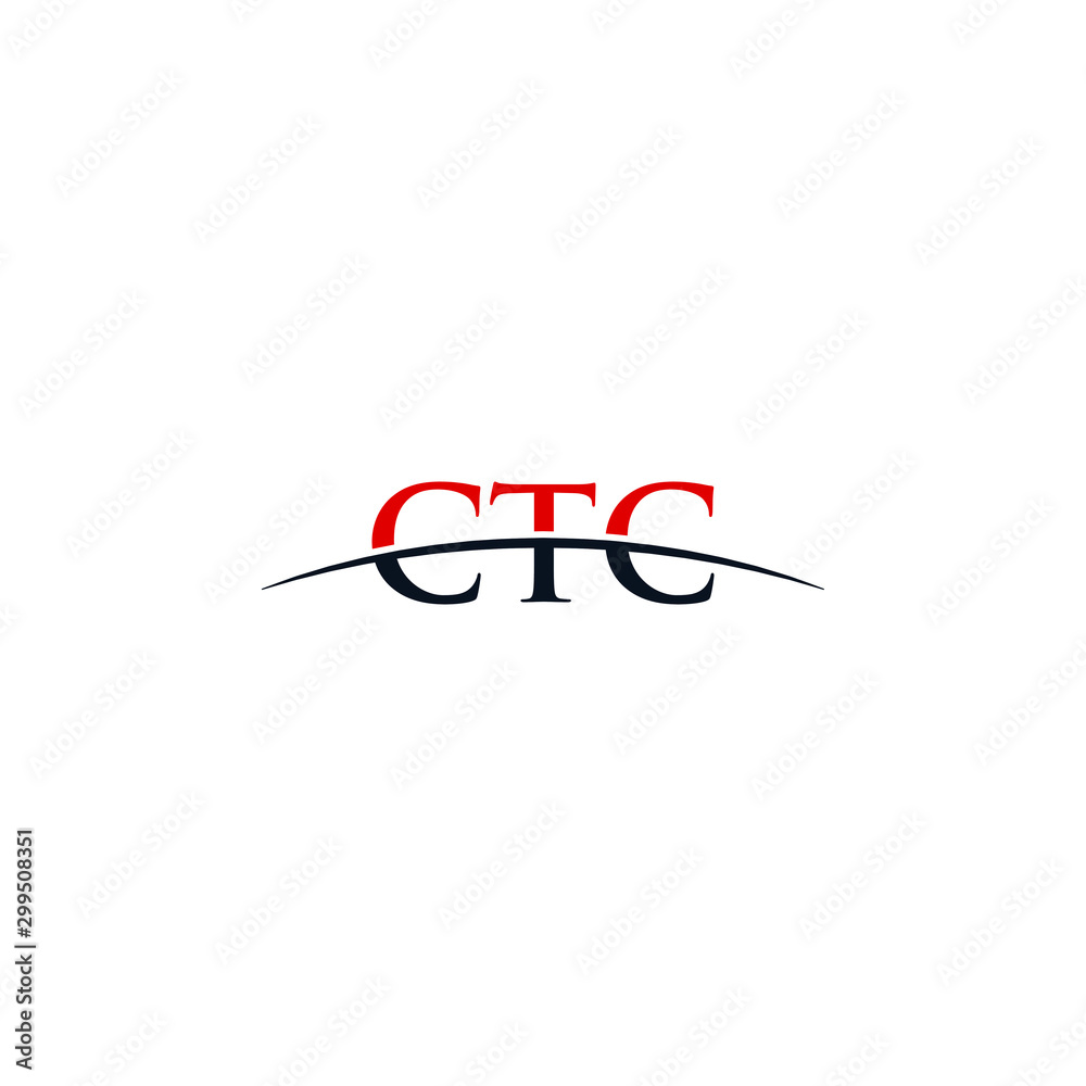 Initial letter CTC, overlapping movement swoosh horizon logo company ...