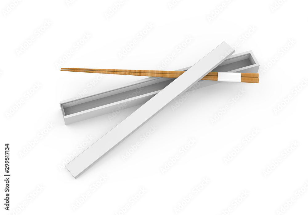 Chopsticks with a chopstick box, mock up template on isolated white ...