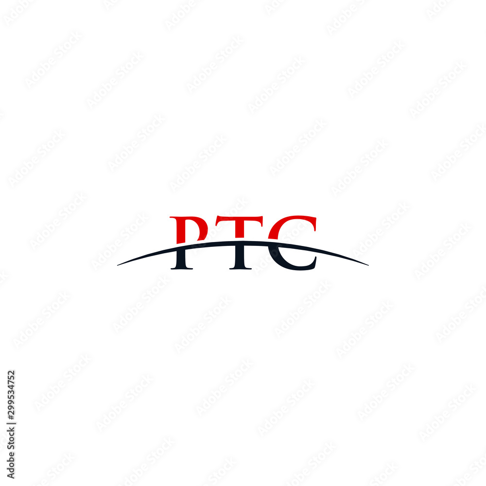Initial letter PTC, overlapping movement swoosh horizon logo company ...