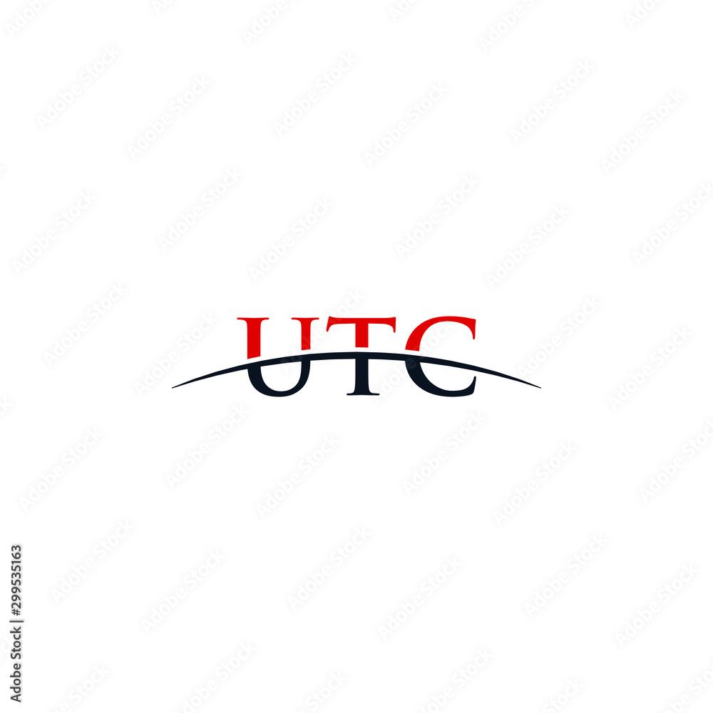 Initial letter UTC, overlapping movement swoosh horizon logo company ...