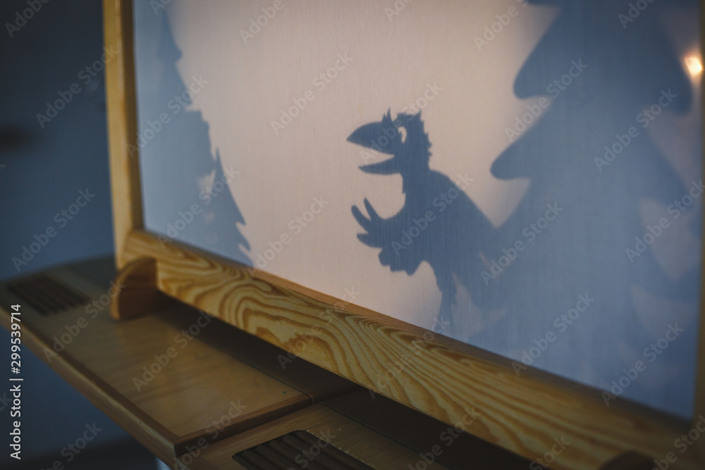 teacher do a shadow play crow in kindergarten or preschool. child play ...