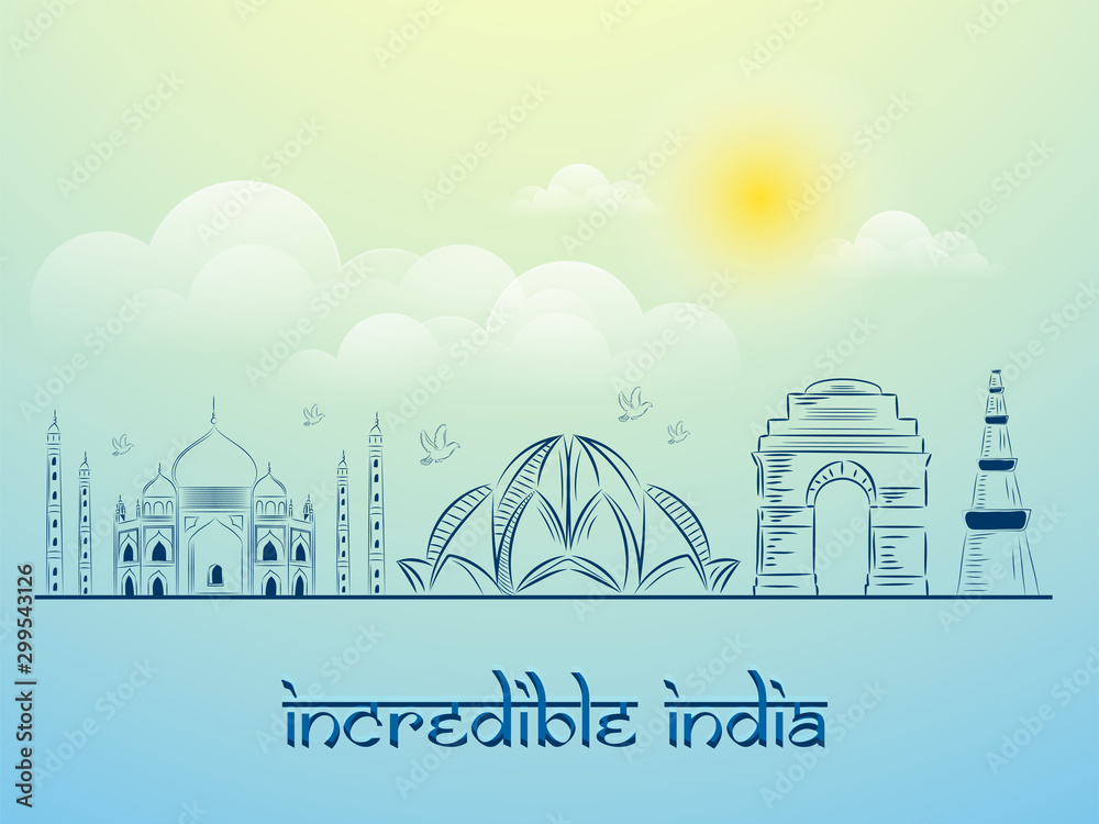 Incredible India background with Indian Monuments. Stock Vector | Adobe ...