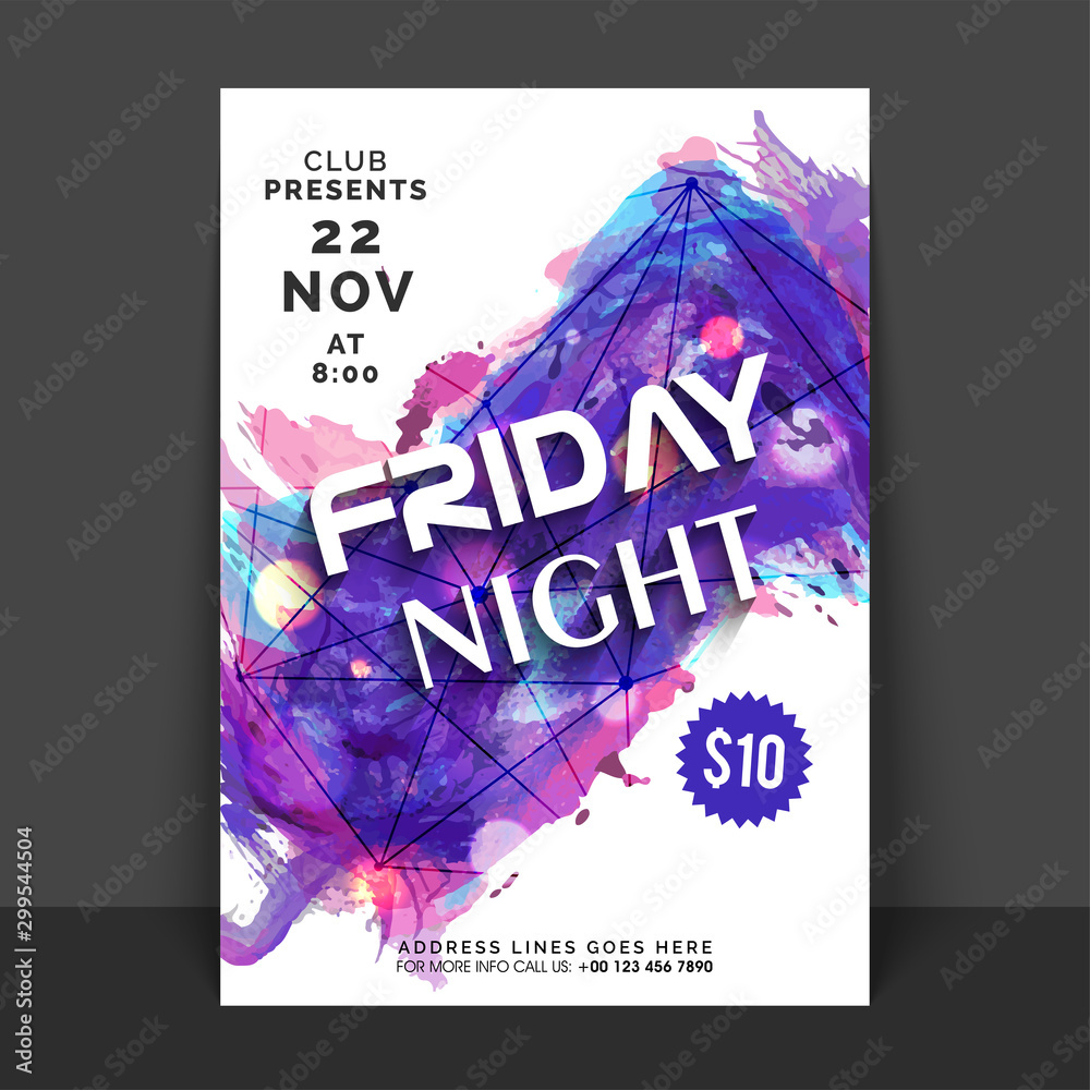 Friday Night Party Poster, Banner or Flyer. Stock Vector | Adobe Stock