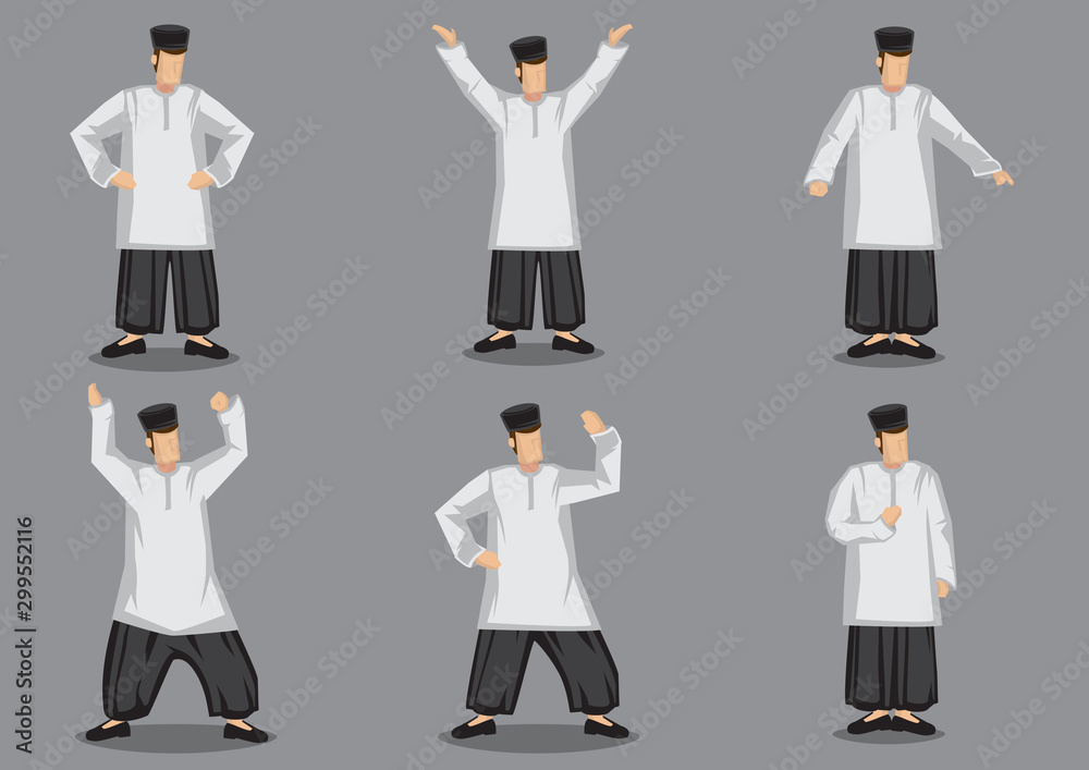 Malay Man in Traditional Costume Character Design Vector Illustration ...